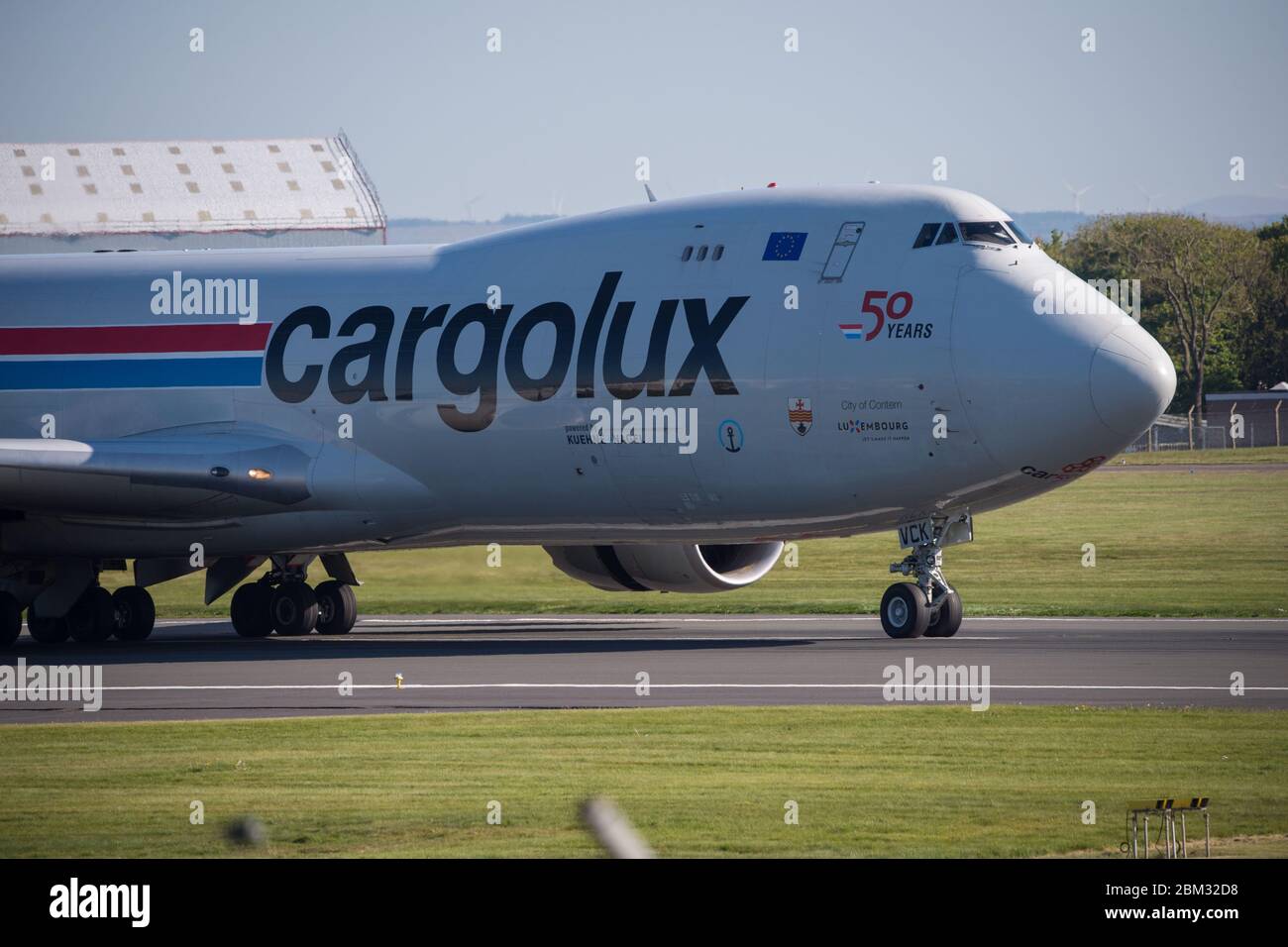 Prestwick, UK. 6th May, 2020. Pictured: A Cargolux Boeing 747-800 ...