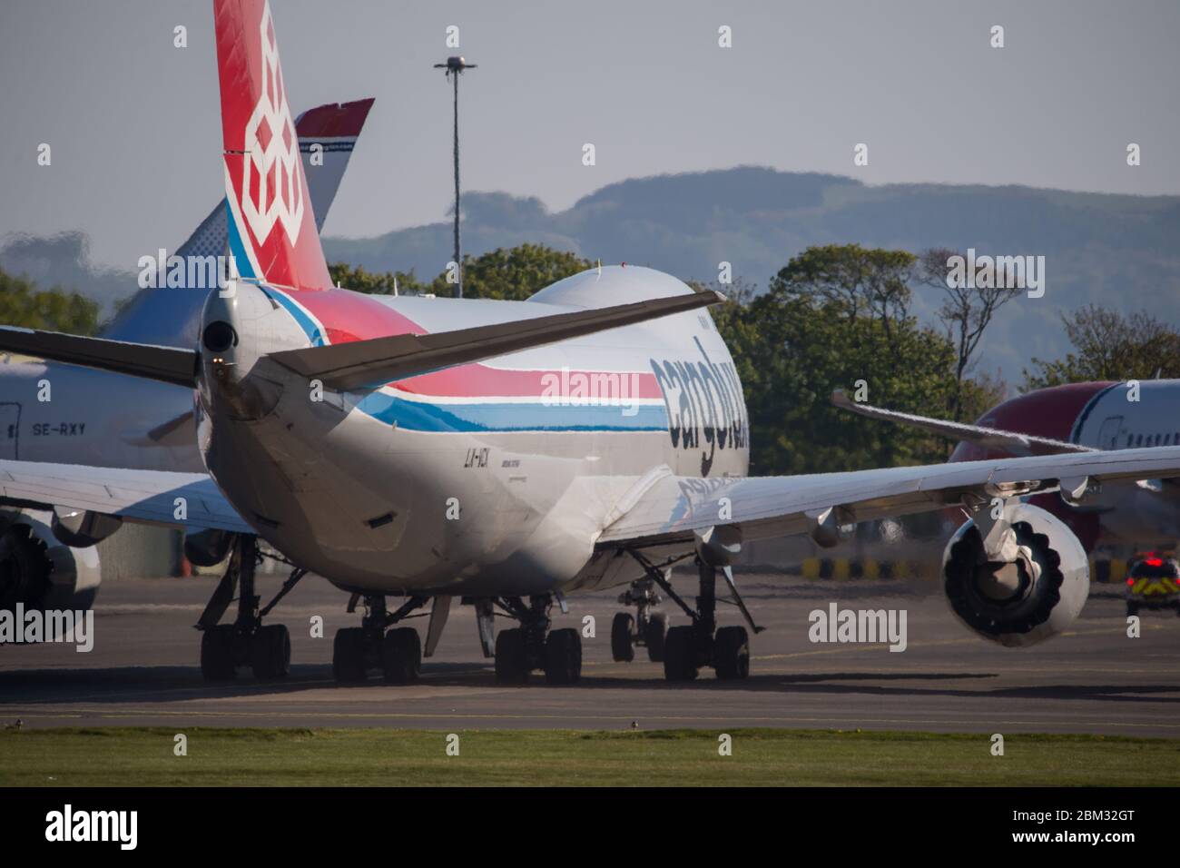 Prestwick, UK. 6th May, 2020. Pictured: A Cargolux Boeing 747-800 ...