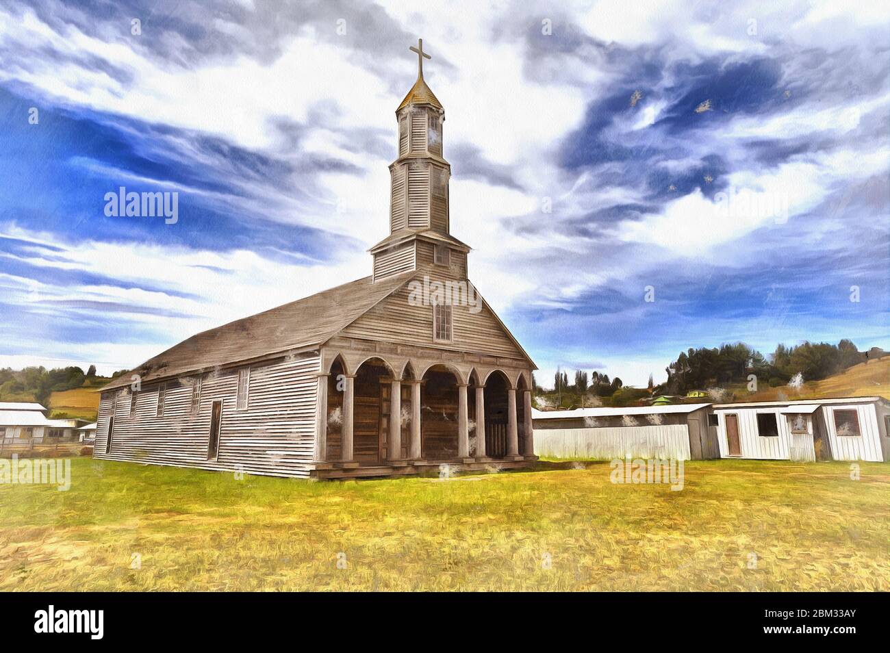 Wooden church of Jesus Nazareno colorful painting looks like picture ...