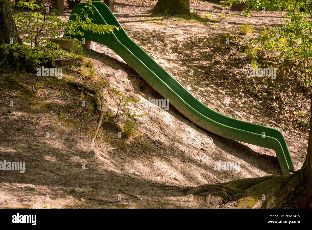 abandoned blocked play equipment Slide on a blocked playground Stock ...
