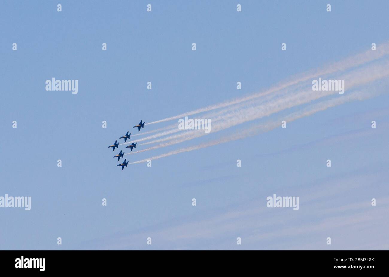 Dallas, USA. 6th May, 2020. A formation of the Blue Angels fly over ...