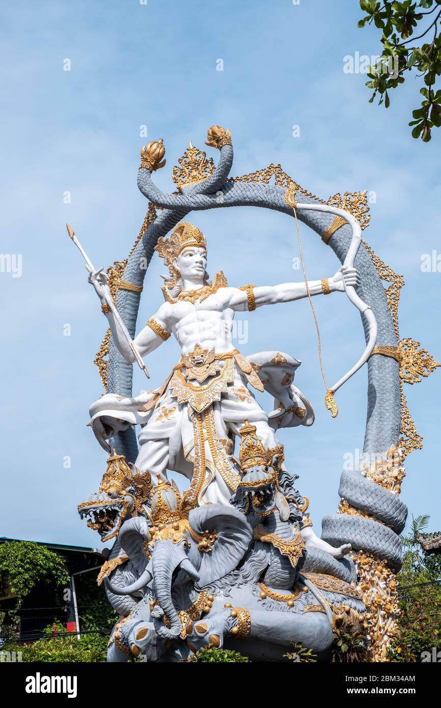 Statue of Arjuna in Ubud Province. Arjuna is archer hero in Hindu ...