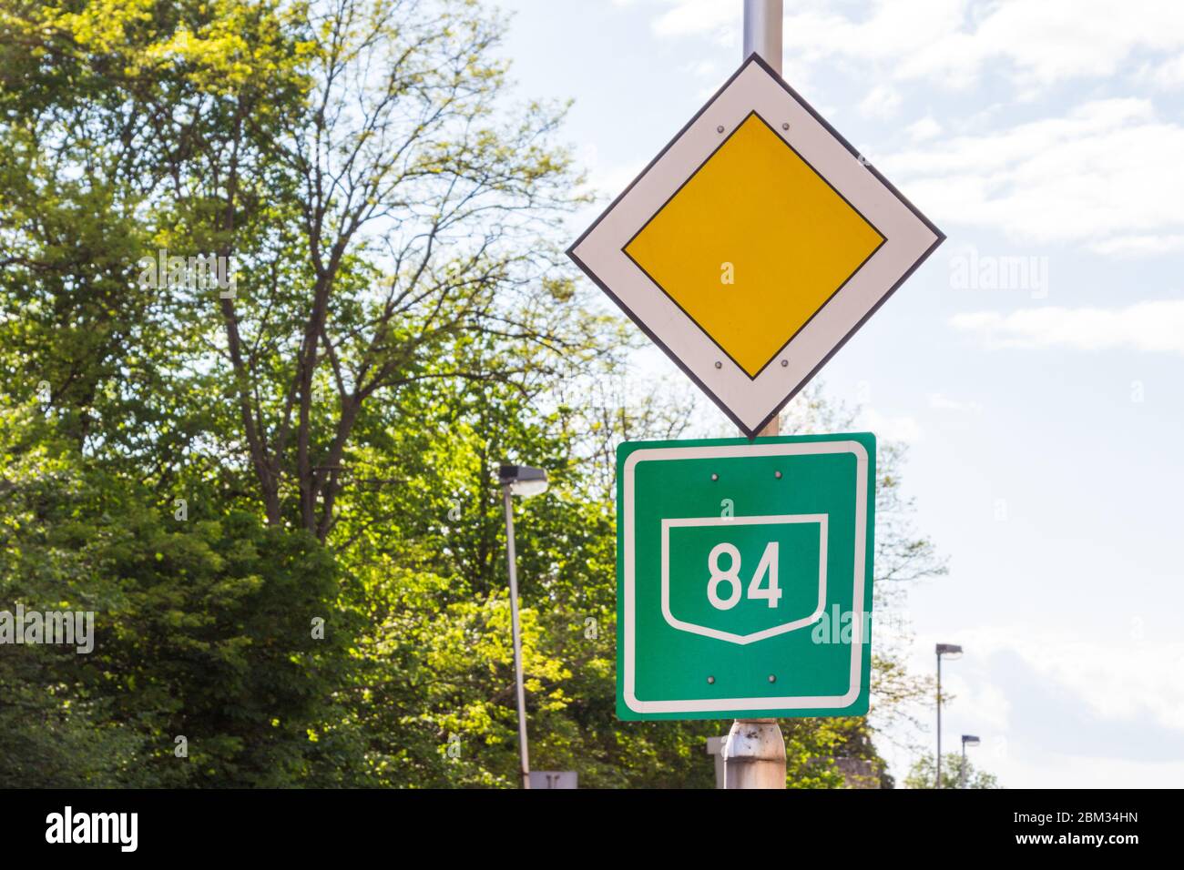 Route 84 and main road sign, Sopron, Hungary Stock Photo - Alamy