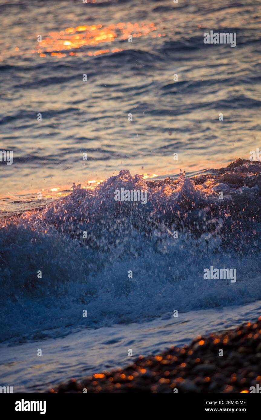 Amazing sea sunset, the sun, waves, clouds Stock Photo - Alamy