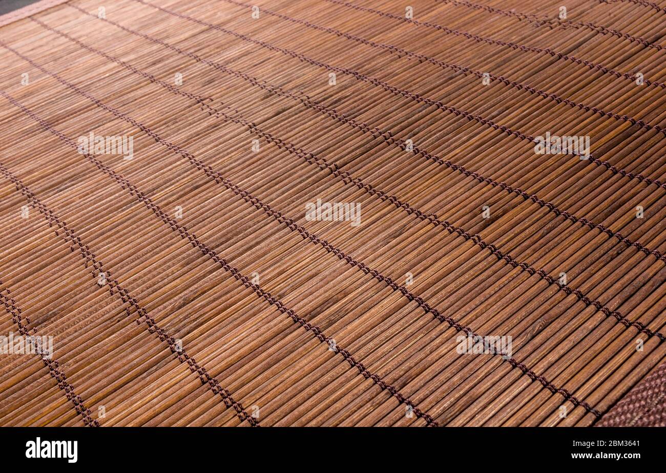 brown bamboo Mat - stand food, close-up, macro Stock Photo - Alamy