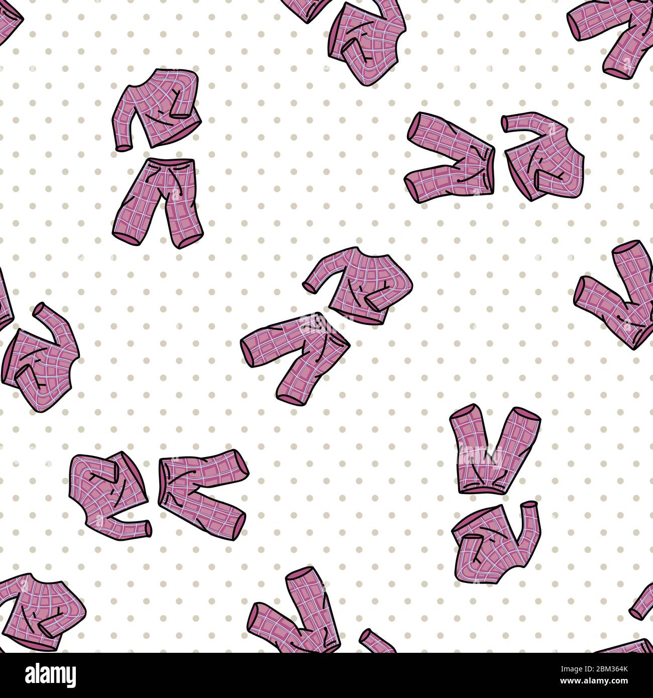 Hand drawn cute bed time pajamas seamless vector pattern. Adorable ...