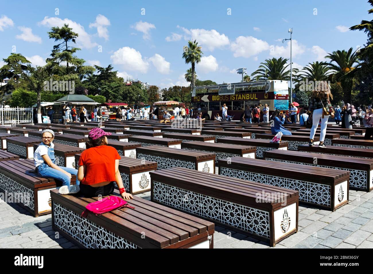 ISTANBUL, TURKEY - JULY 26, 2019: Panorama of Sultan Ahmed Square and ...