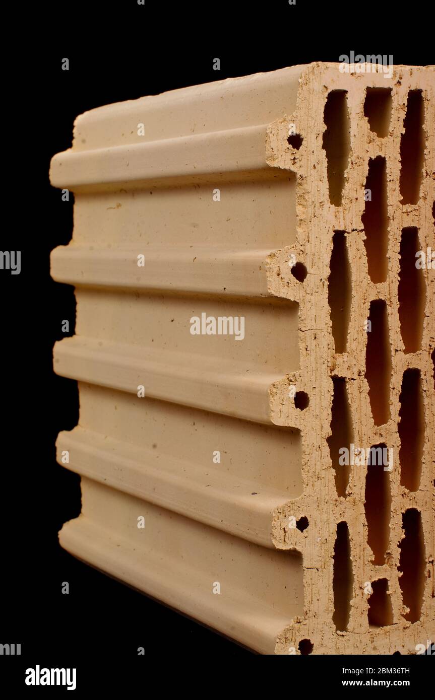Abstract close up of ceramic building block for house construction made ...