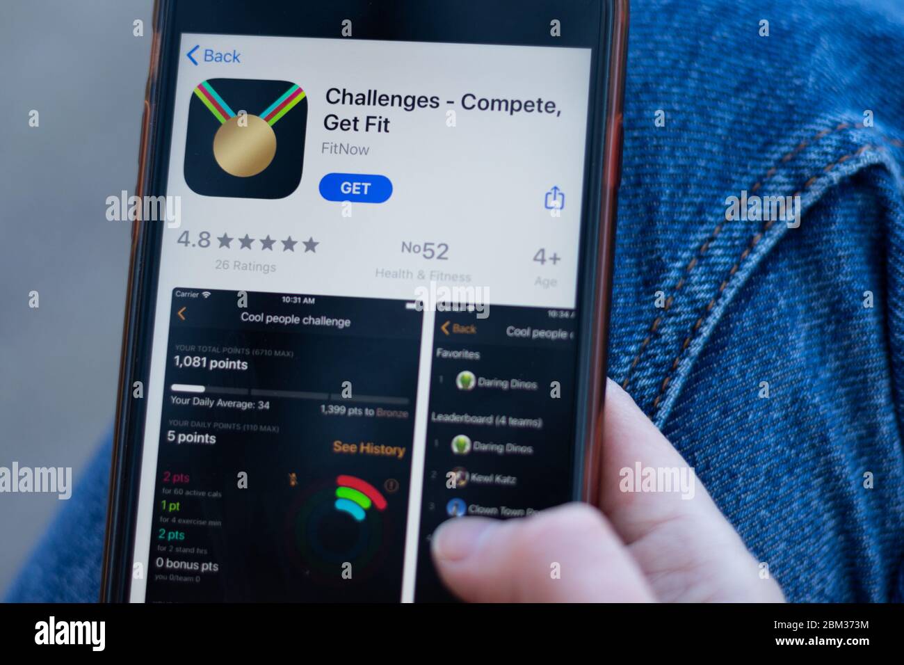 New York, USA - 1 May 2020: Challenges Compete get fit app logo close ...