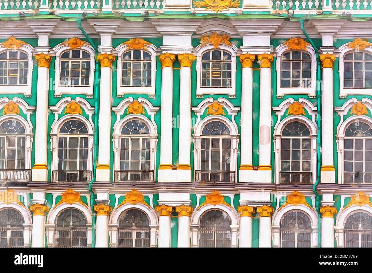 Winter Palace colorful painting looks like picture, Saint Petersburg ...