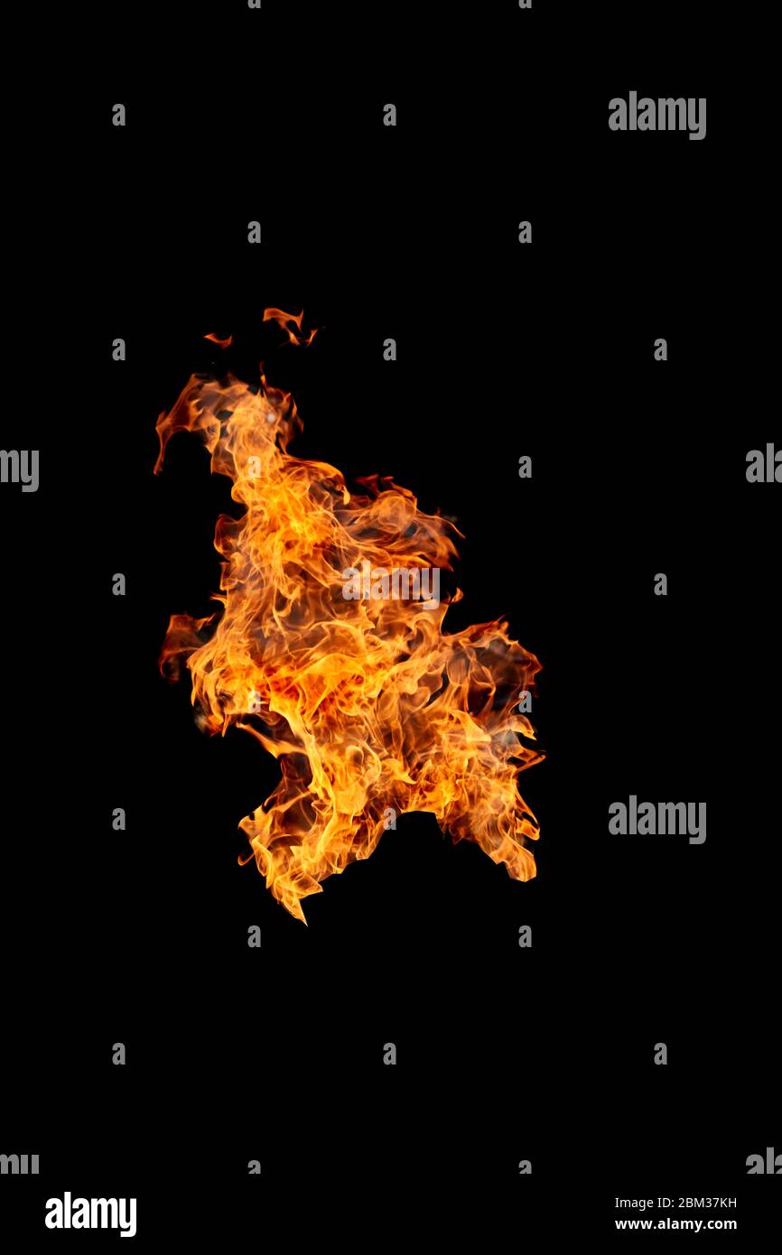 Blazing fire isolated on black, useful graphic resource Stock Photo - Alamy