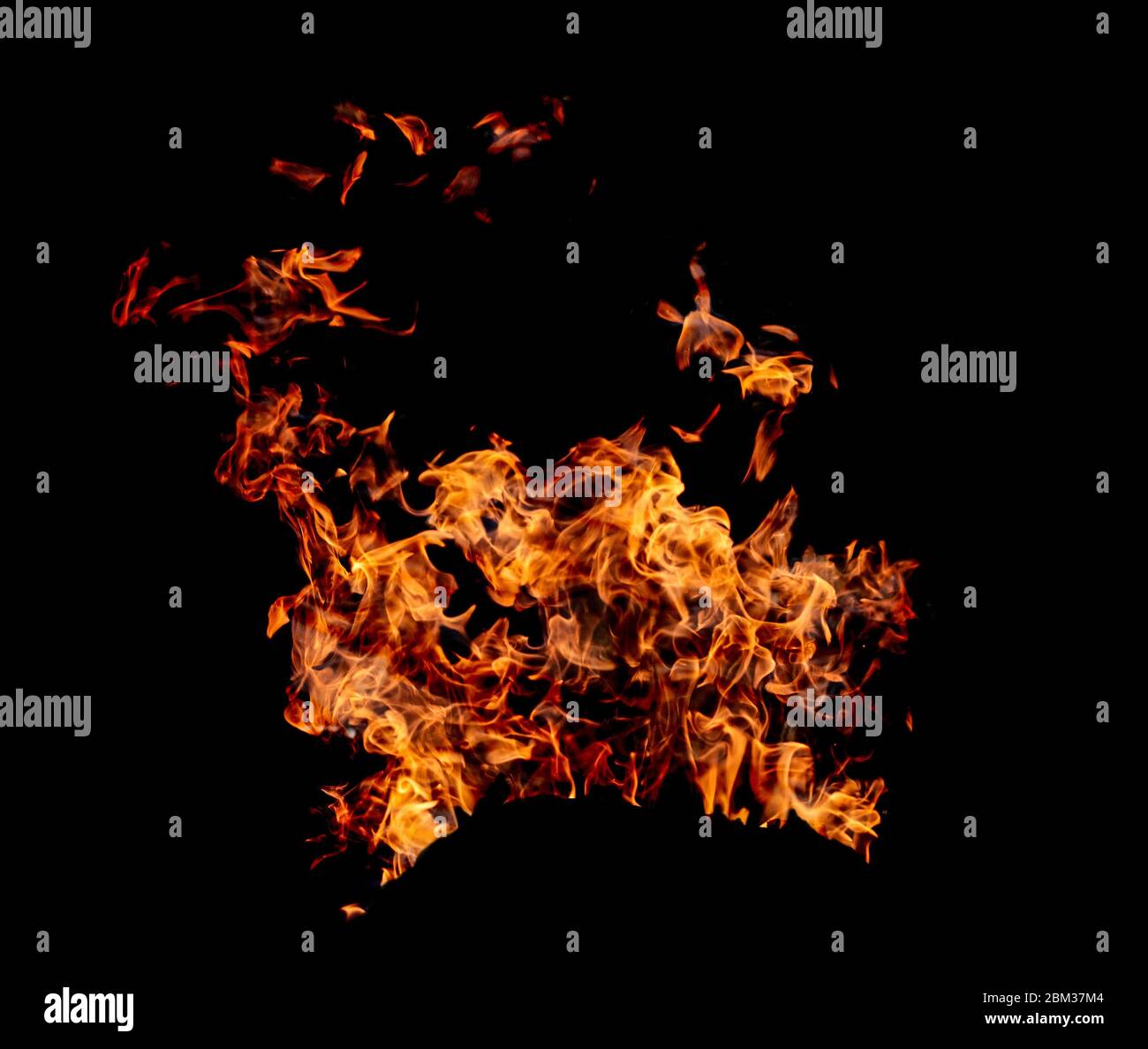 Blazing fire isolated on black, useful graphic resource Stock Photo - Alamy