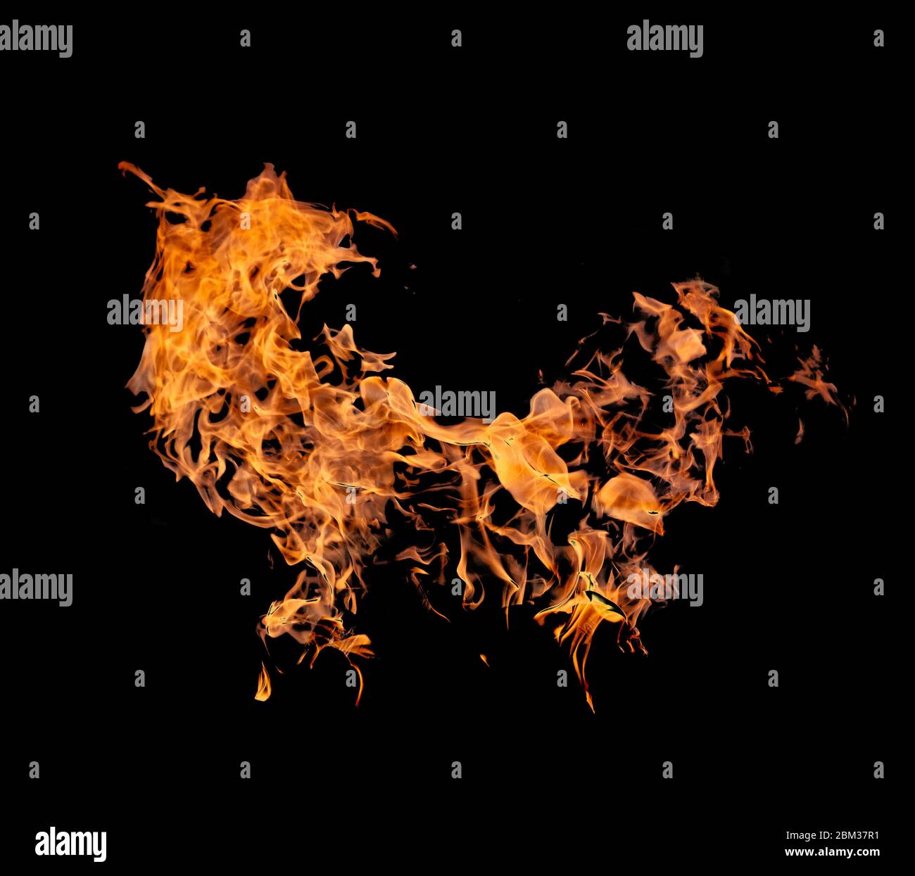 Blazing fire isolated on black, useful graphic resource Stock Photo - Alamy