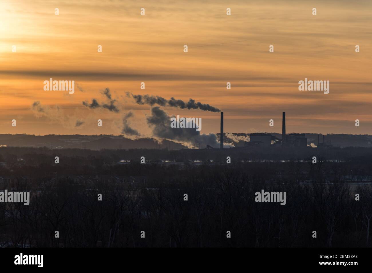 Smoke pollution from factory in early morning Stock Photo - Alamy