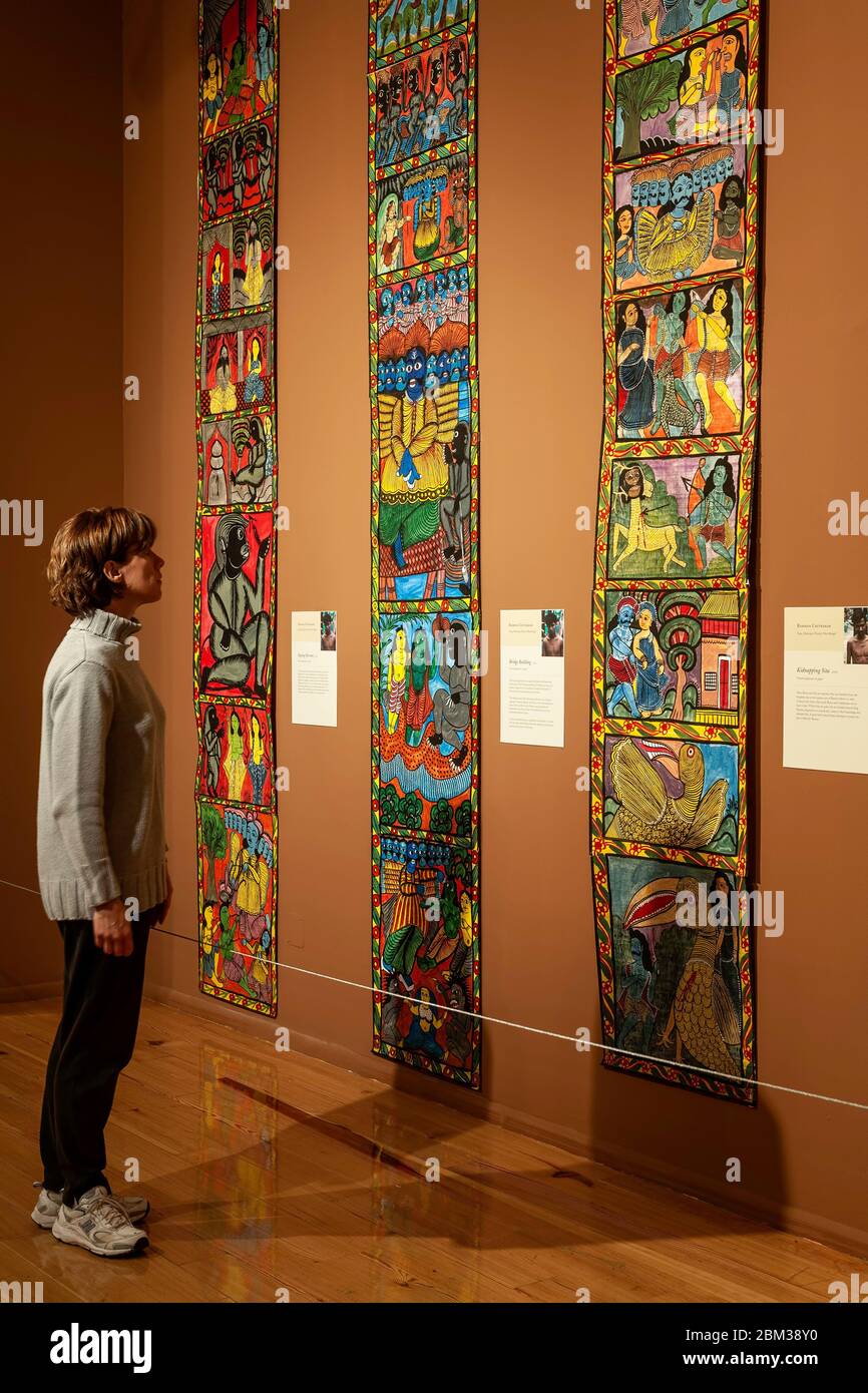 Person and scroll paintings from West Bengal, India, Village of ...