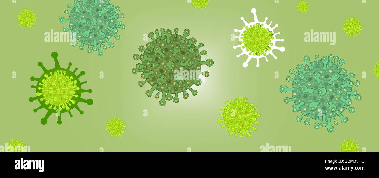 Corona virus infection vector banner with green background. Virus ...