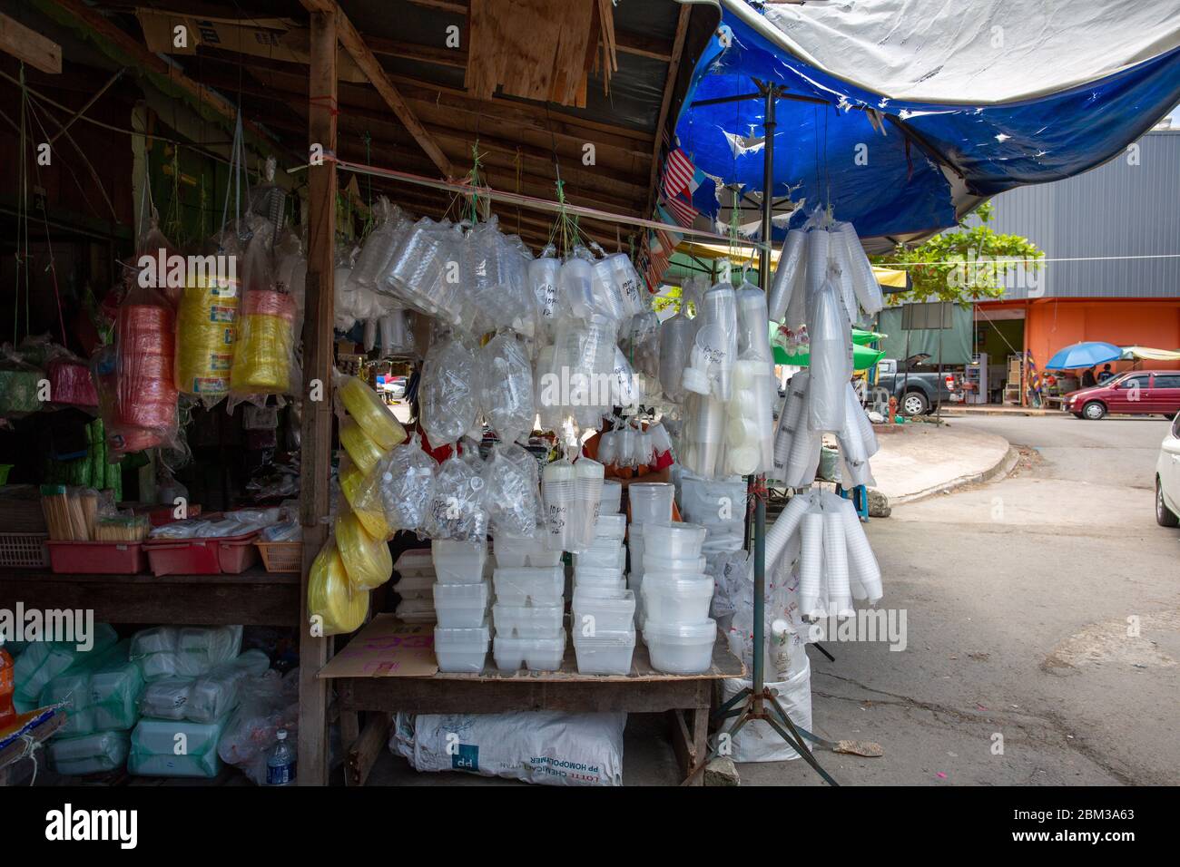 Tuaran, Malaysia, 6 May 2020 - Asian stall in Tuaran town selling ...