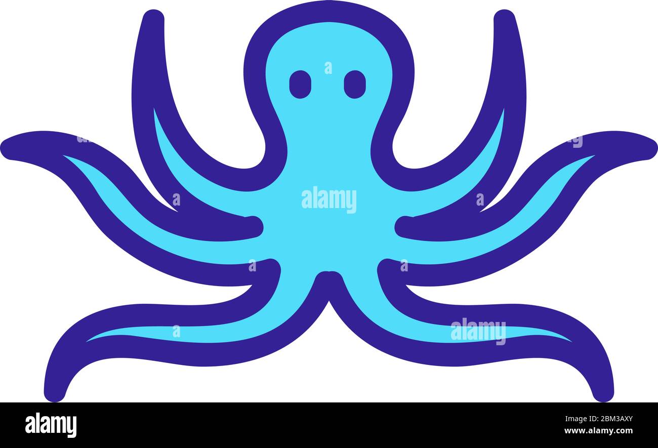 squid with long tentacles icon vector outline illustration Stock Vector ...