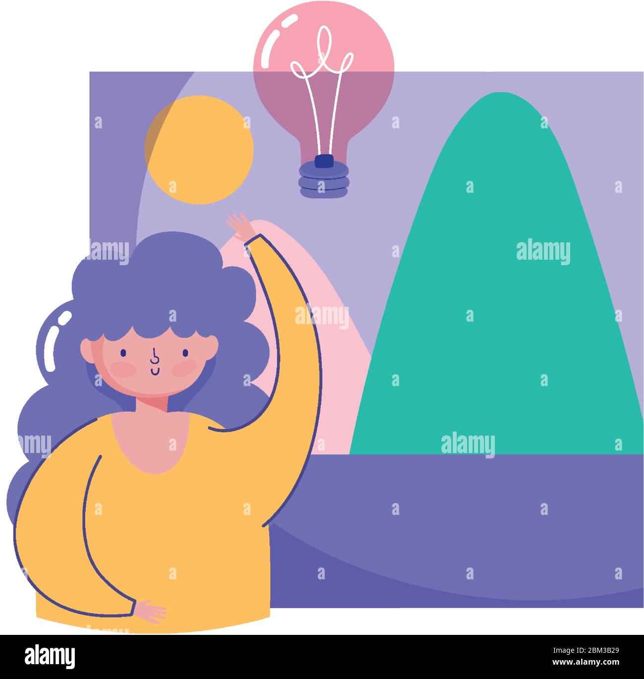 people creativity technology, girl photo bulb idea vector illustration ...