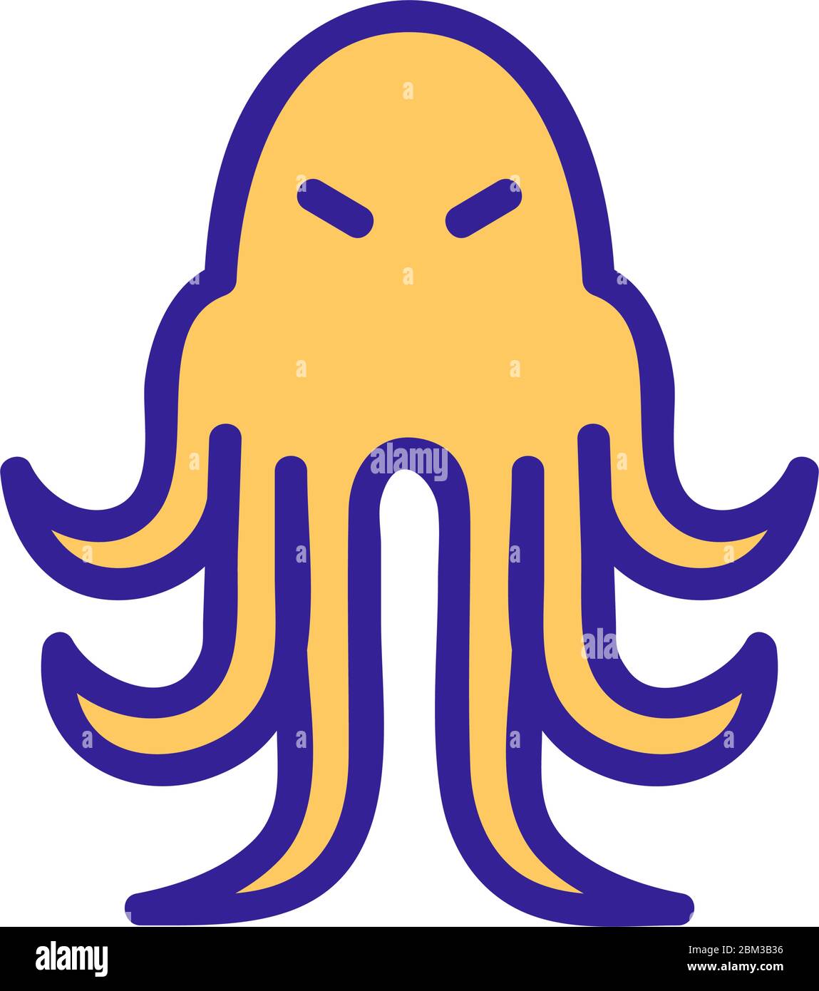angry squid with long tentacles icon vector outline illustration Stock ...