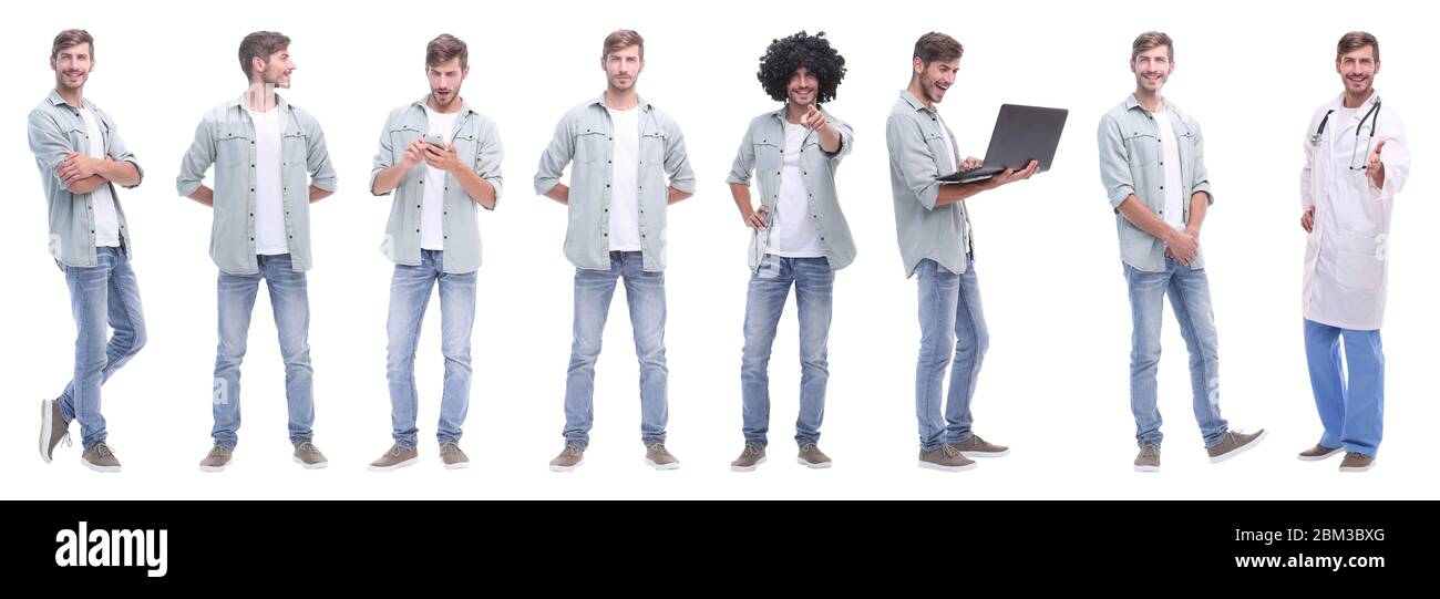 collage doctor and young man isolated on white Stock Photo - Alamy