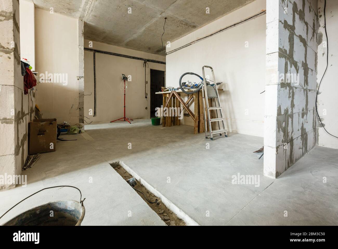 Interior of a house under construction. Renovation of an apartment ...