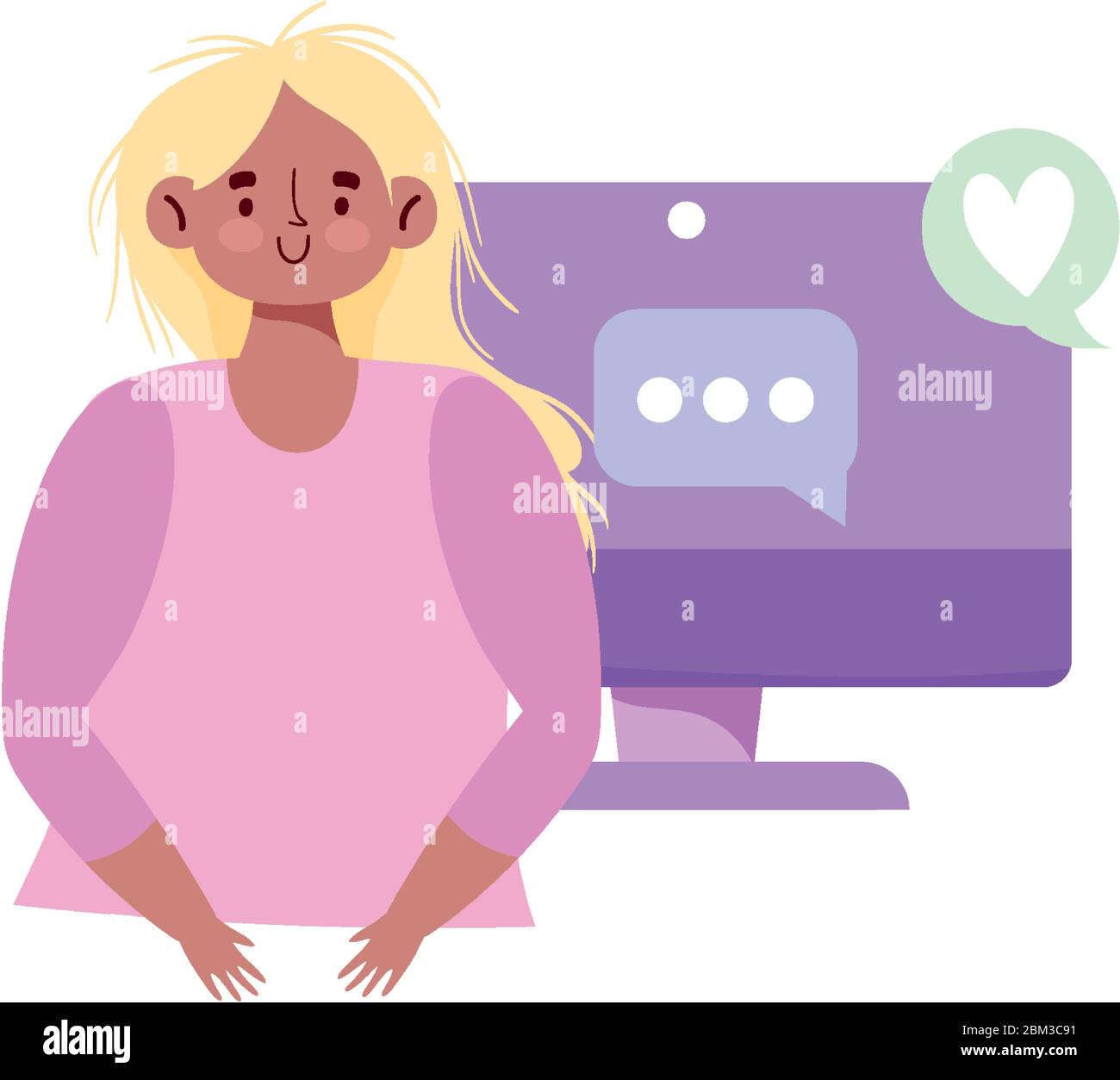 people communication and technology, blonde girl computer texting ...