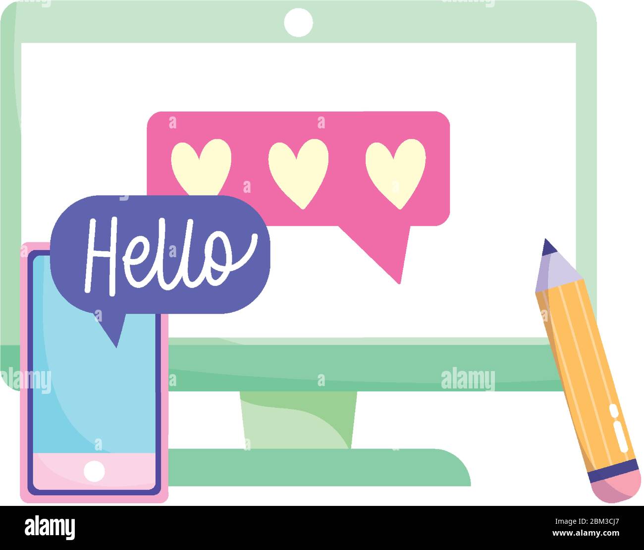 communication and technology, computer smartphone pencil idea cartoon ...