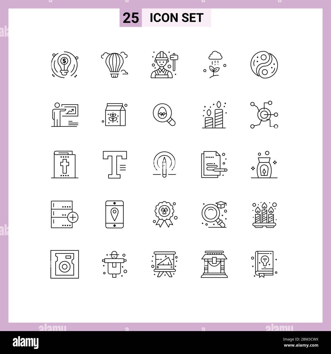 Universal Icon Symbols Group of 25 Modern Lines of polarity, spring ...