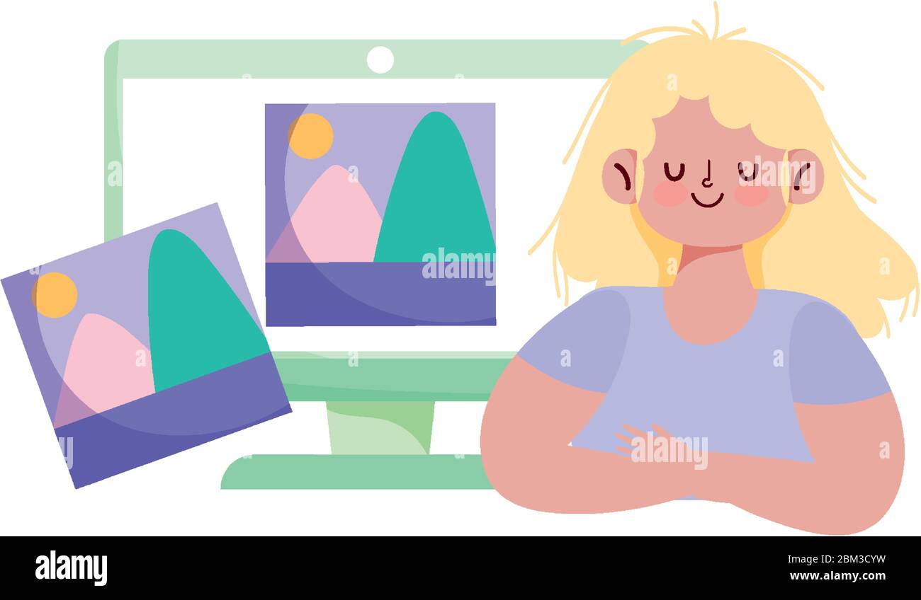 people creativity and technology,girl with computer photo gallery ...