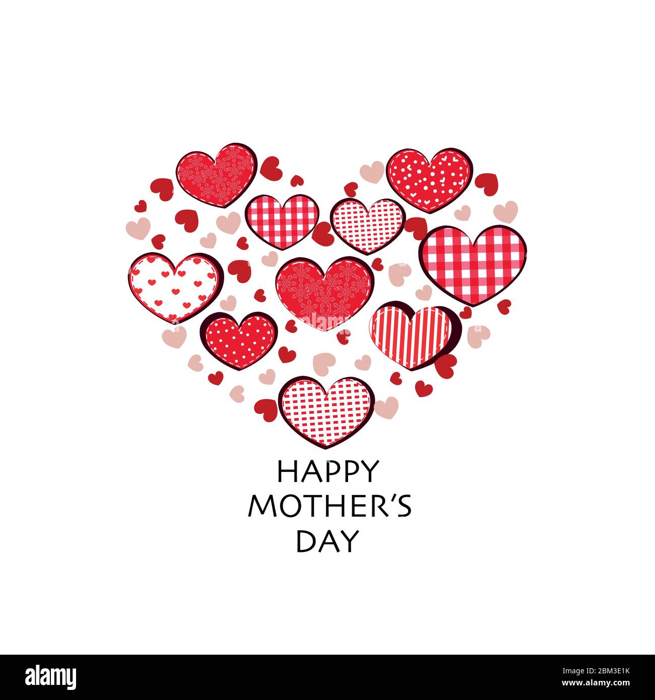 Hearts made of retro red hearts. Mother's Day greeting card vector ...