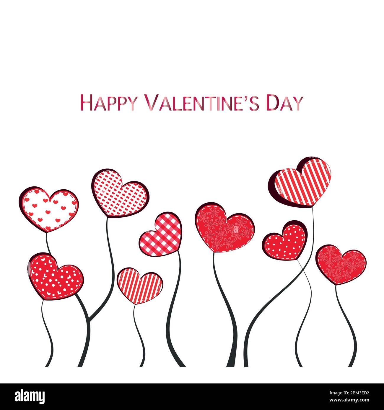 Red heart flowers and butterflies.Happy Valentine's day, Mother's Day ...