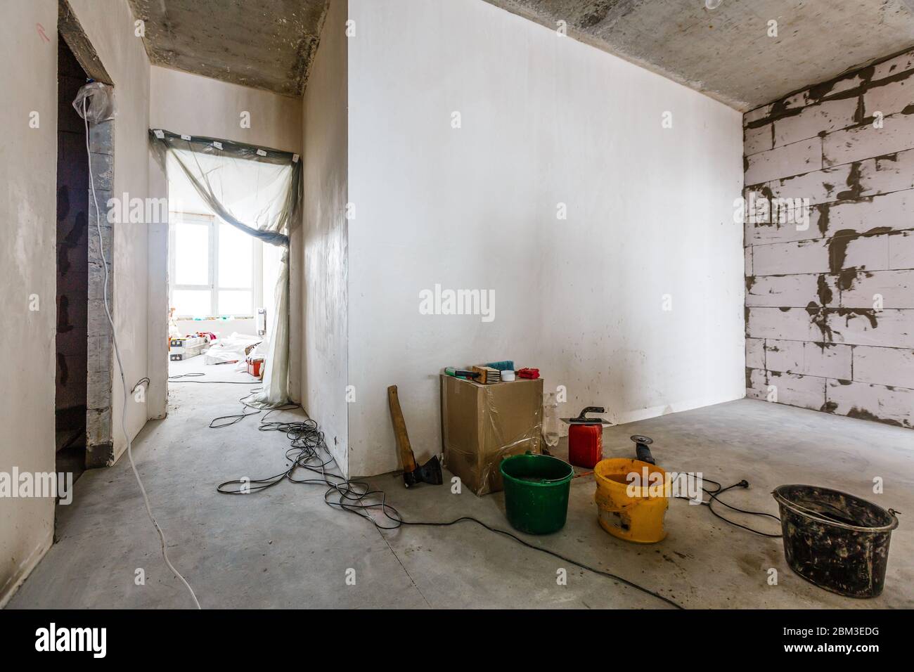 Interior of a house under construction. Renovation of an apartment ...