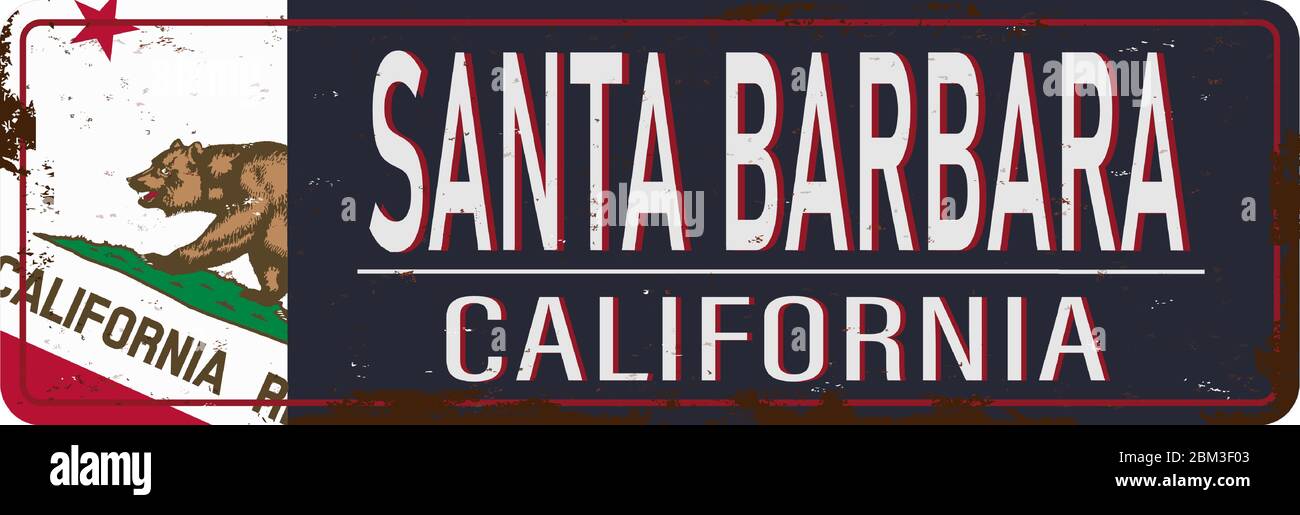 Santa Barbara , California, road sign vector illustration, road table ...