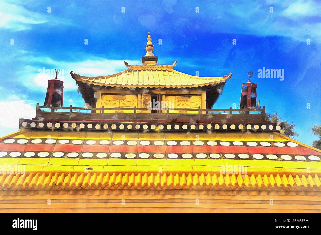 Gandan monastery colorful painting looks like picture, Ulan Bator ...