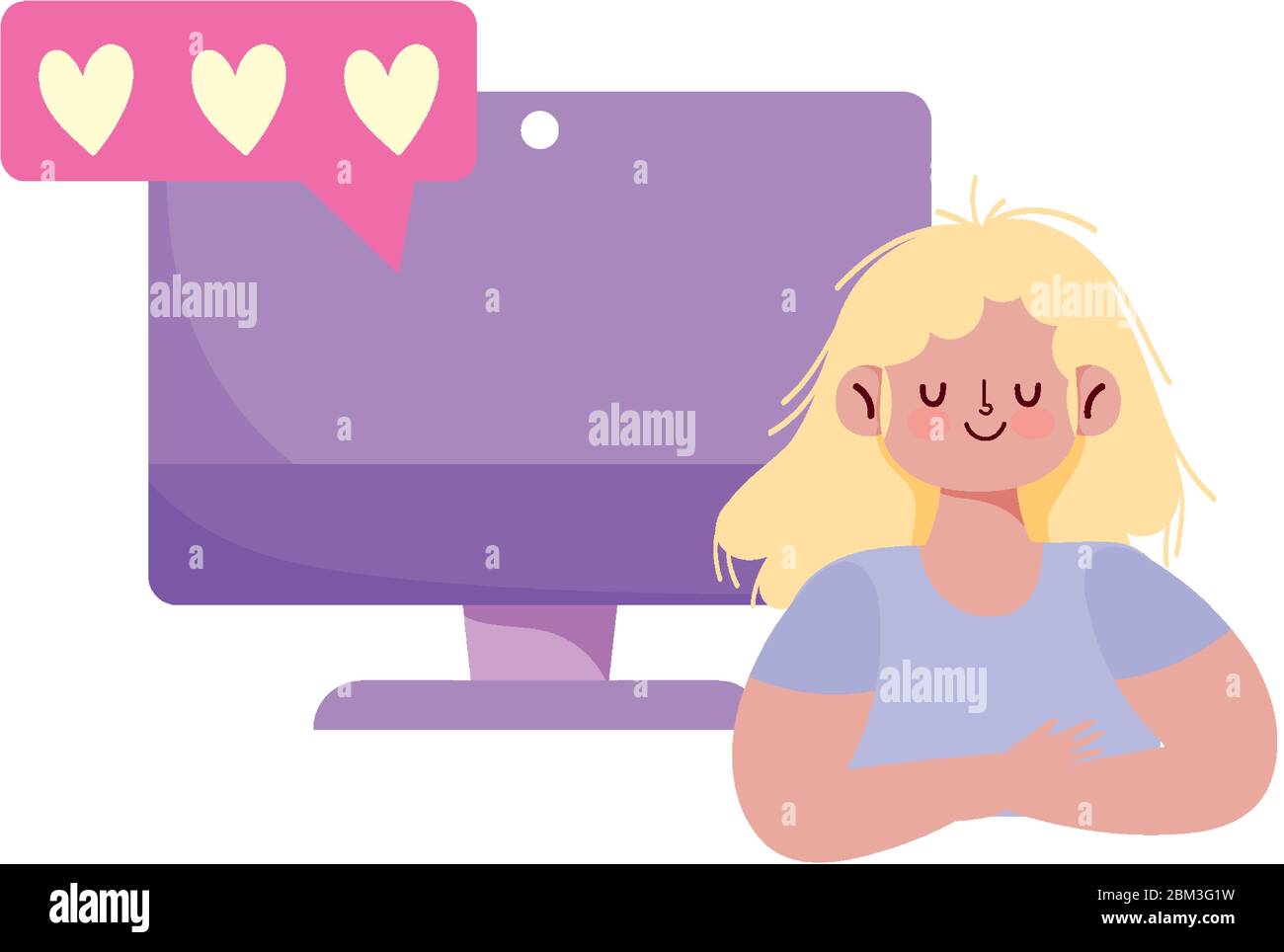 people communication and technology, young woman computer love romantic ...