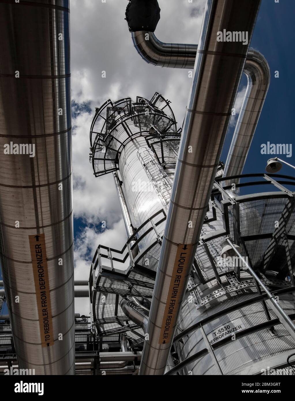 Natural gas plant structures against blue sky Stock Photo - Alamy