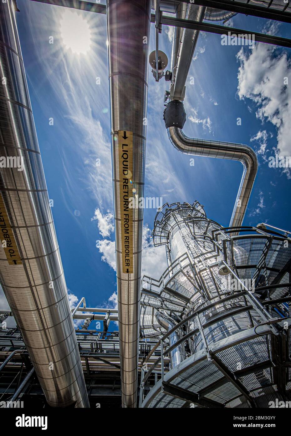 Natural gas plant structures against blue sky Stock Photo - Alamy