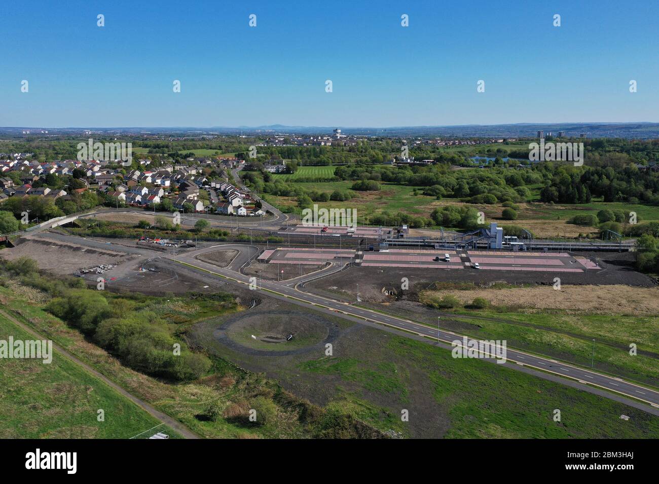 Aerial drone view of Robroyston Park and Ride Stock Photo - Alamy