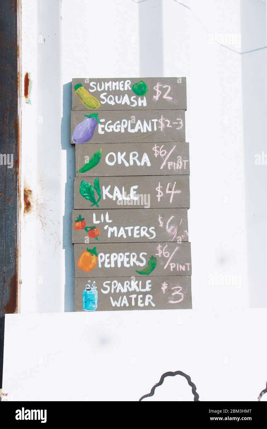 A list of fresh vegetables available at a Farmer's Market in Brooklyn ...