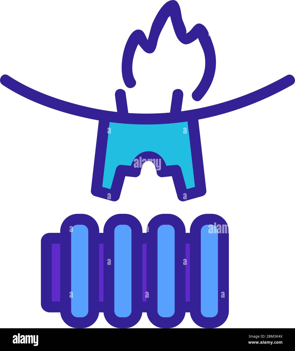 flammable things over battery icon vector outline illustration Stock ...