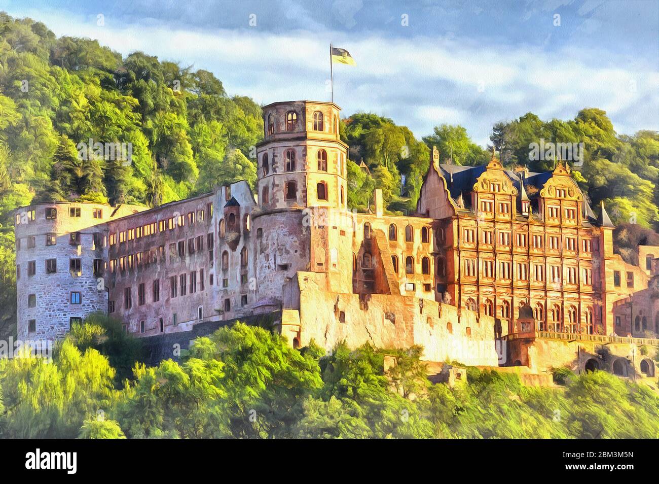 Heidelberg Castle colorful painting looks like picture, Heidelberg ...