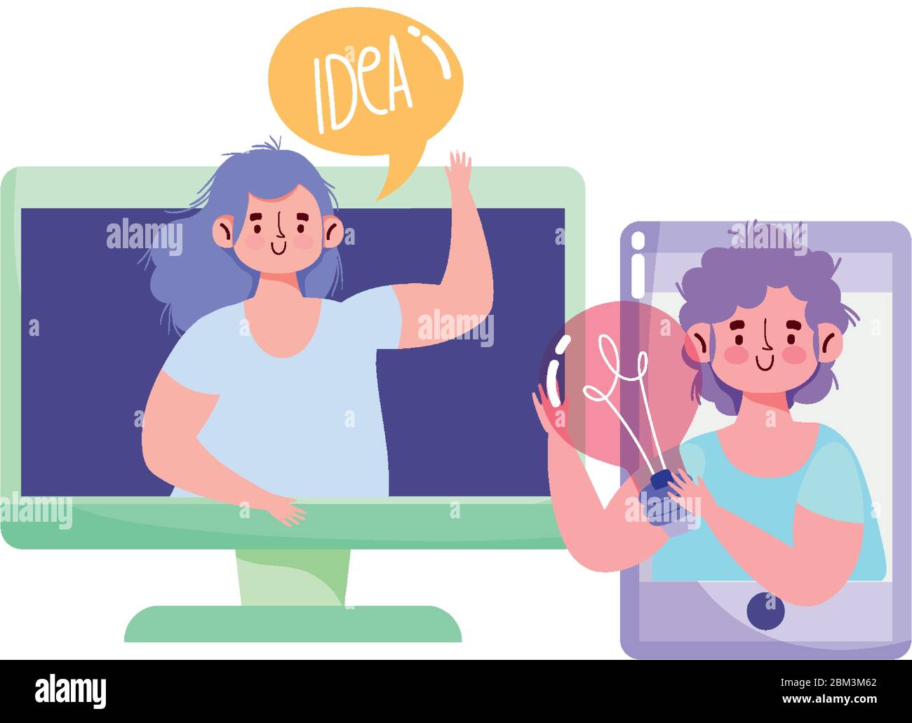 people creativity and technology,computer smartphone girl and boy idea ...