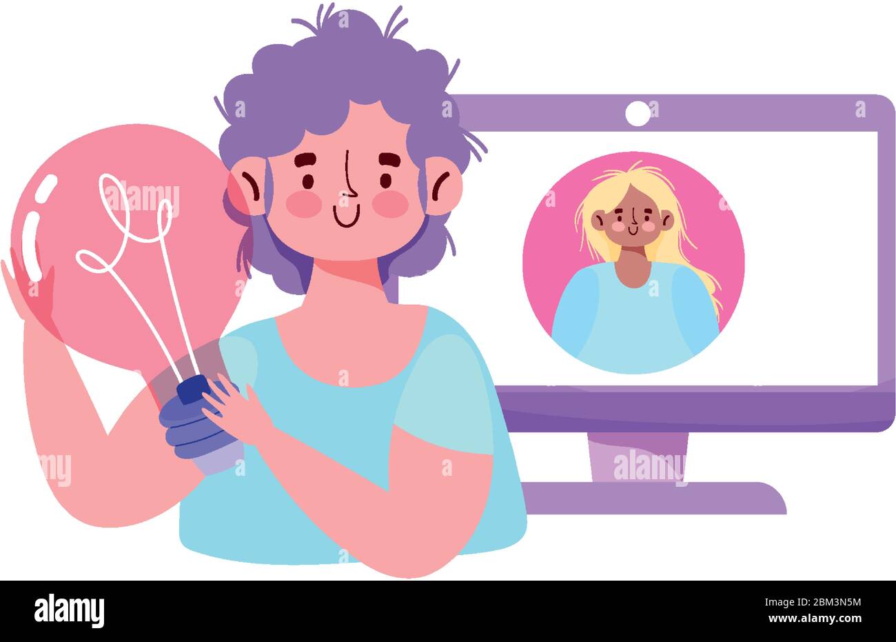 people creativity and technology,boy and girl computer message idea ...