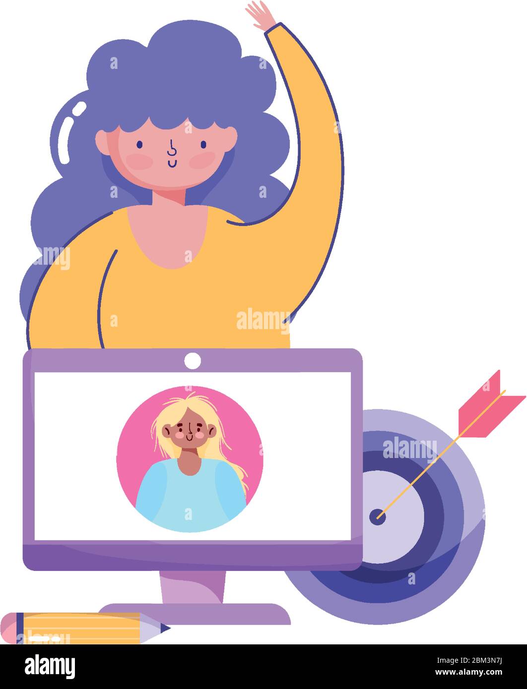 people creativity and technology,girls computer target pencil ...