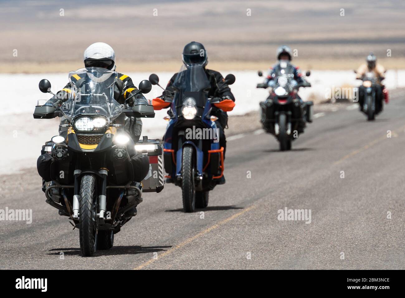 Group of friends bikers riding big motorbikes, travelling from Chile to ...