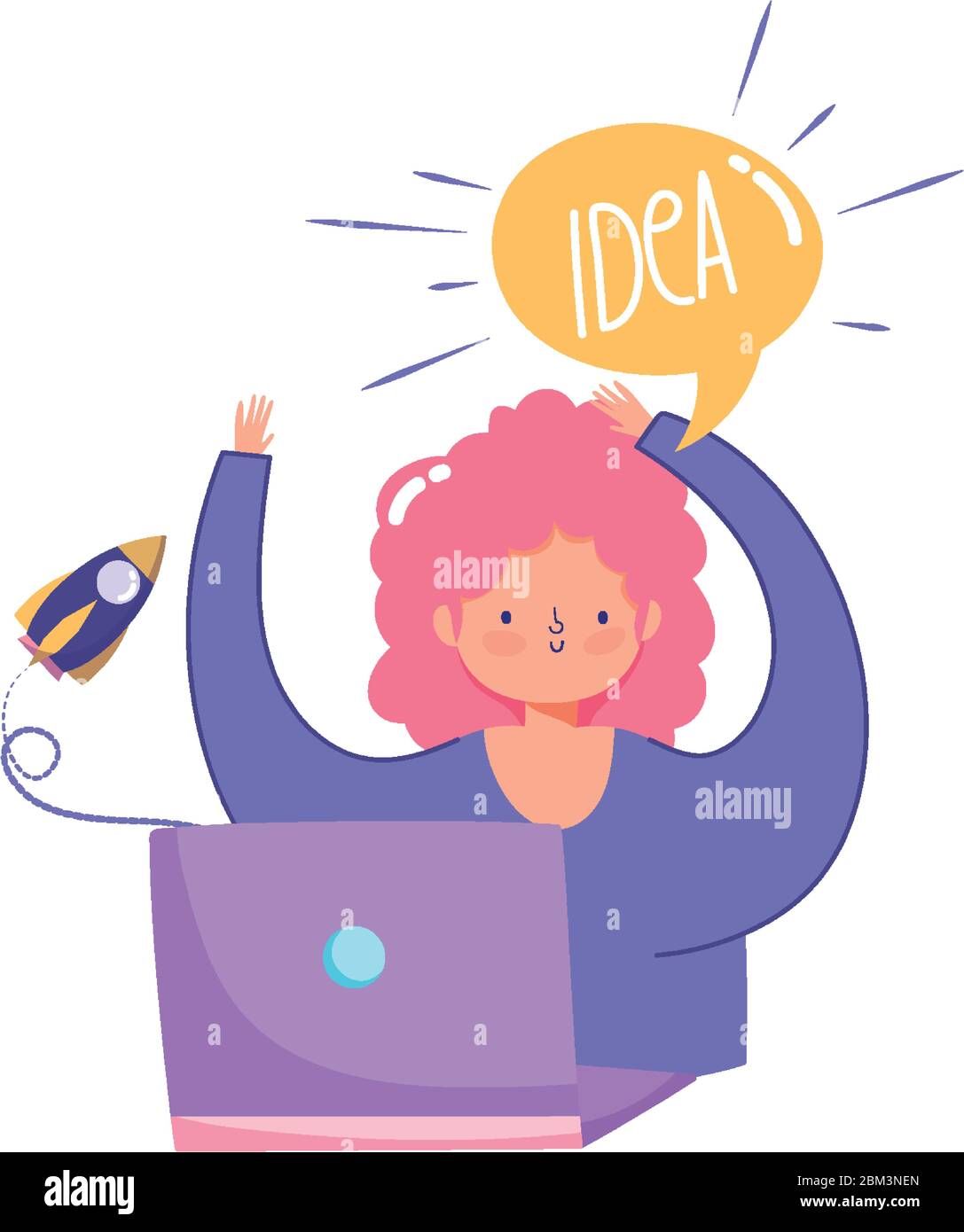 people creativity and technology,girl with laptop studying idea vector ...