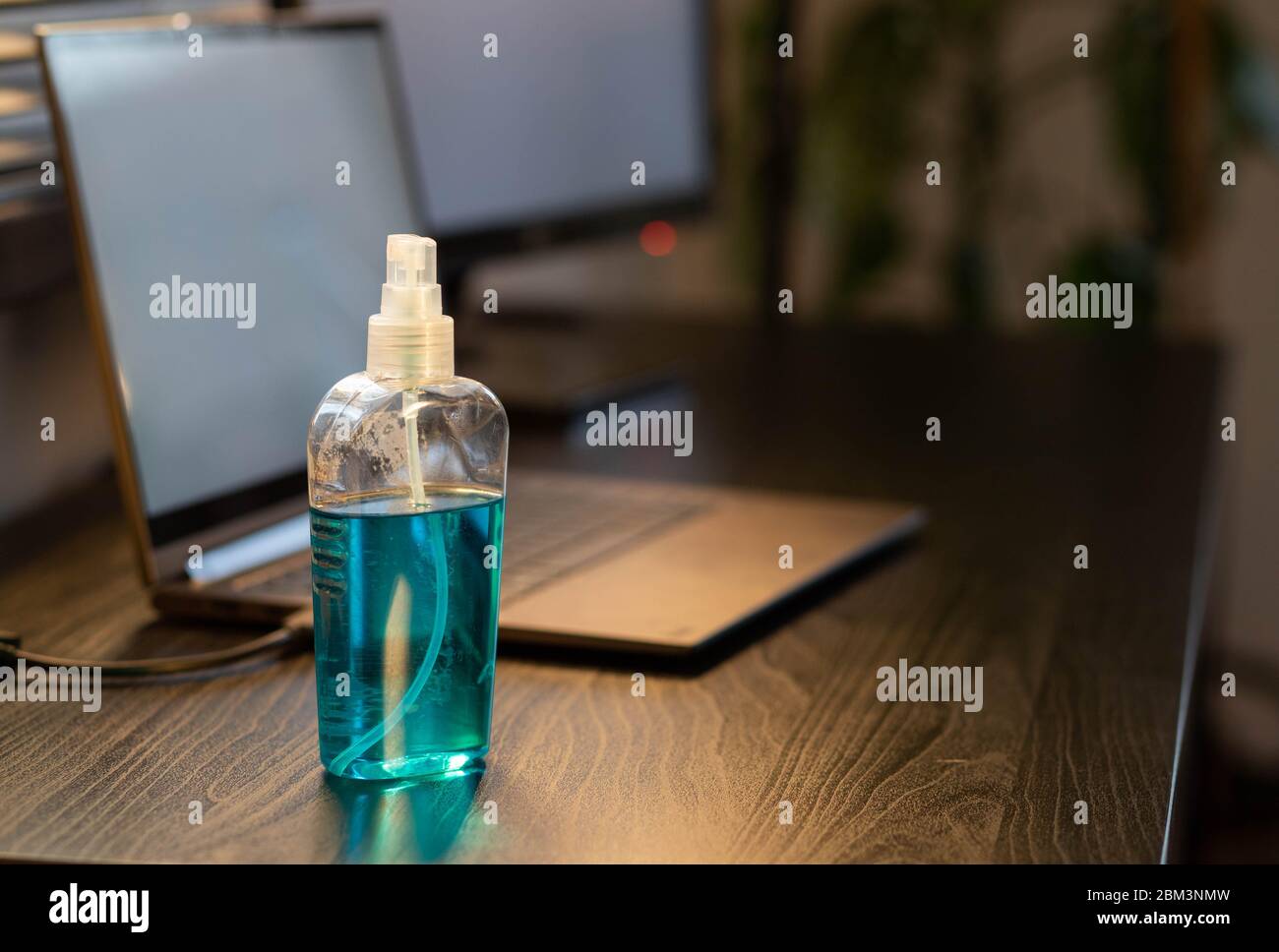 sanitizing computer or laptop keyboard coronavirus protection Stock ...