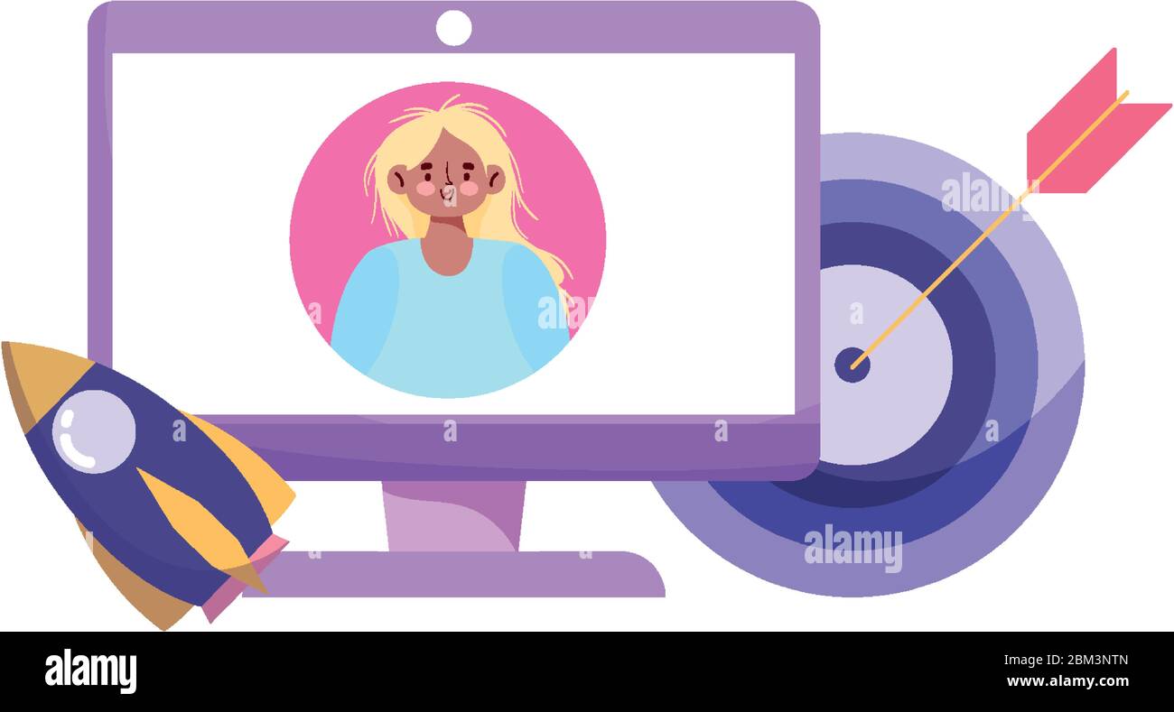 people creativity and technology, girl in video idea strategy isolated ...