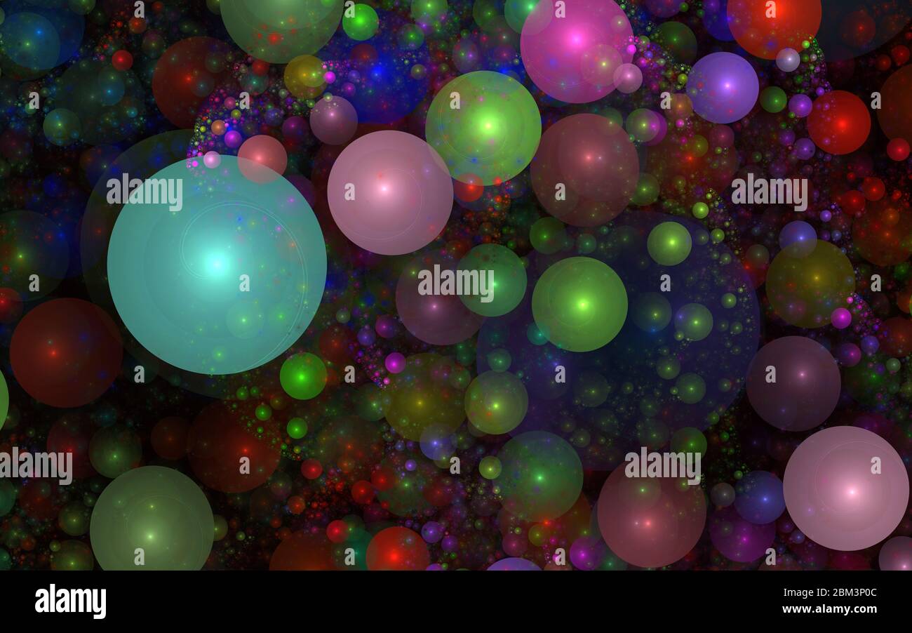 Fractal abstract bubbles. Abstract colorful 3D bubbles fractal ...